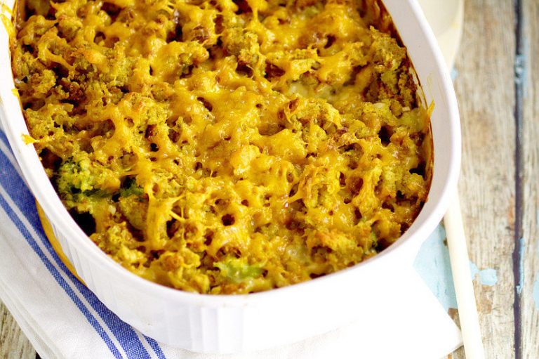 Cheesy Broccoli Stuffing Casserole - The Gracious Wife