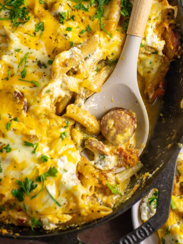 Smoky, Cheesy Kielbasa Pasta Bake in Just One Pot! - The Gracious Wife