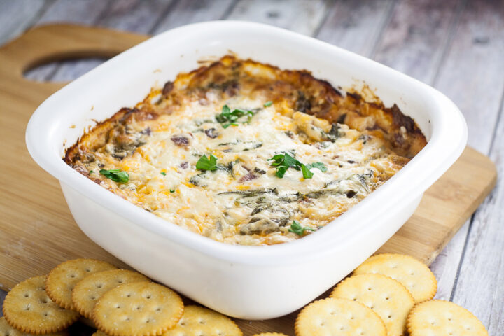 Warm Cheesy Bacon Spinach Dip Recipe | The Gracious Wife