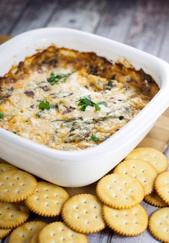 Warm Cheesy Bacon Spinach Dip Recipe | The Gracious Wife