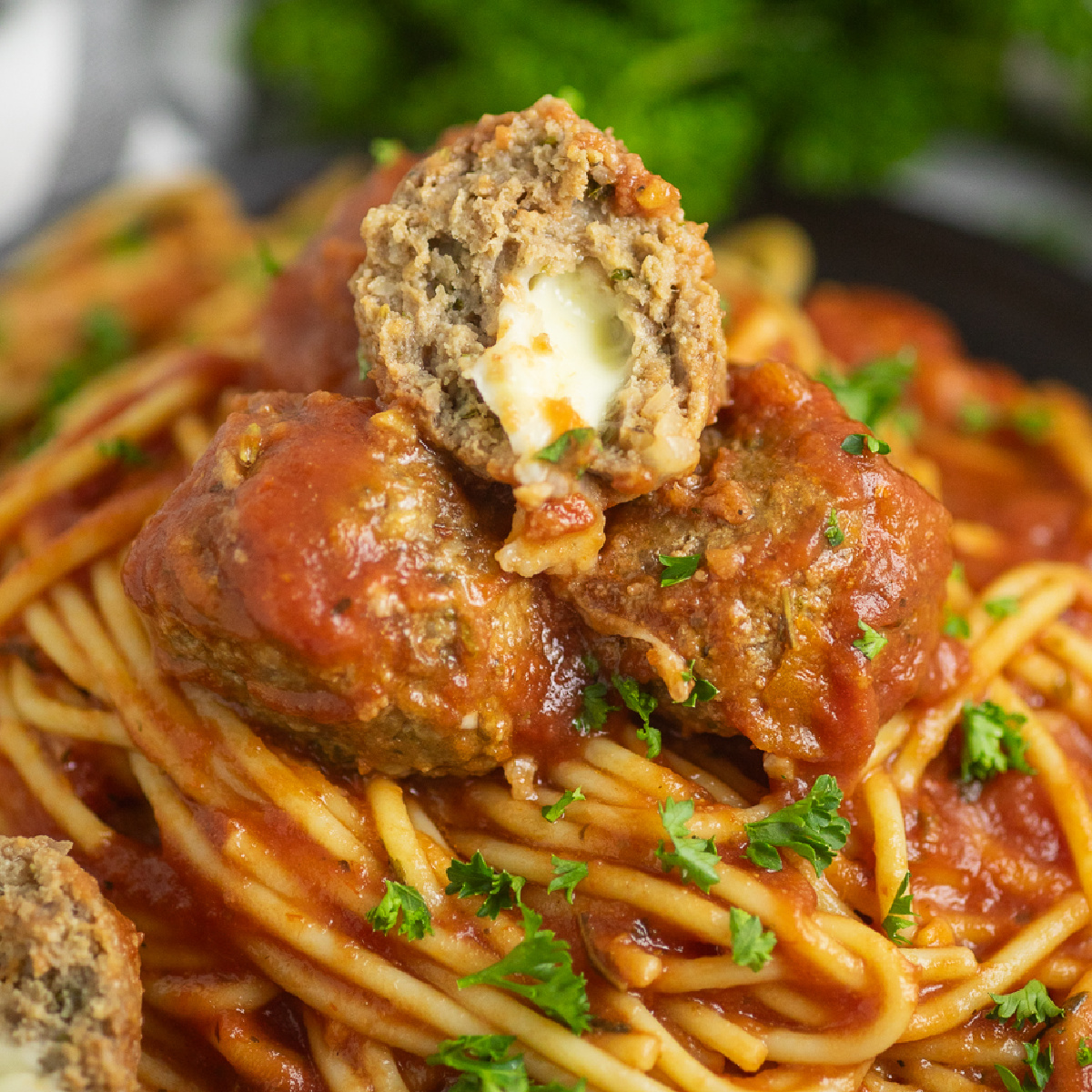 Slow Cooker Mozzarella Stuffed Meatballs - The Gracious Wife