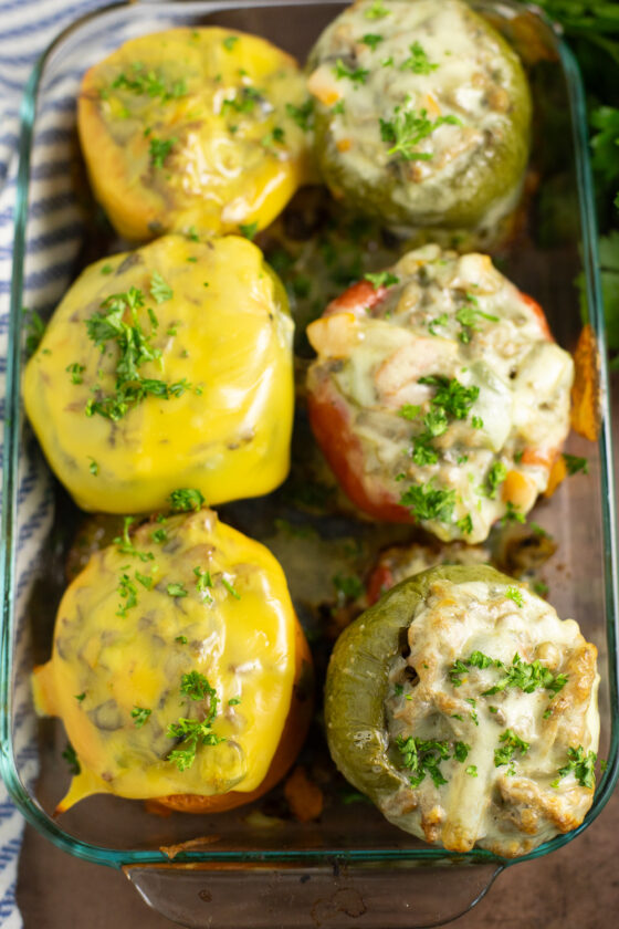 Philly Cheesesteak Stuffed Peppers - The Gracious Wife