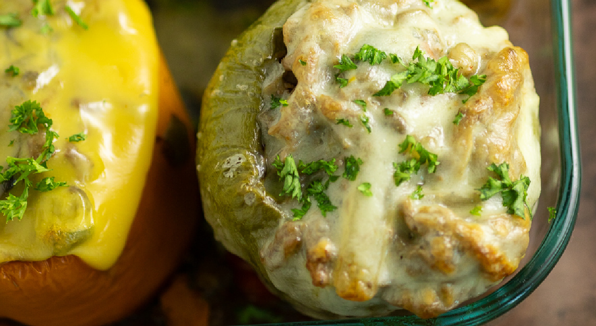 Philly Cheesesteak Stuffed Peppers - The Gracious Wife